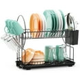 iSPECLE Kitchen Counter Plate Rack, 2 Tier Small Metal Dish Drying Rack ...
