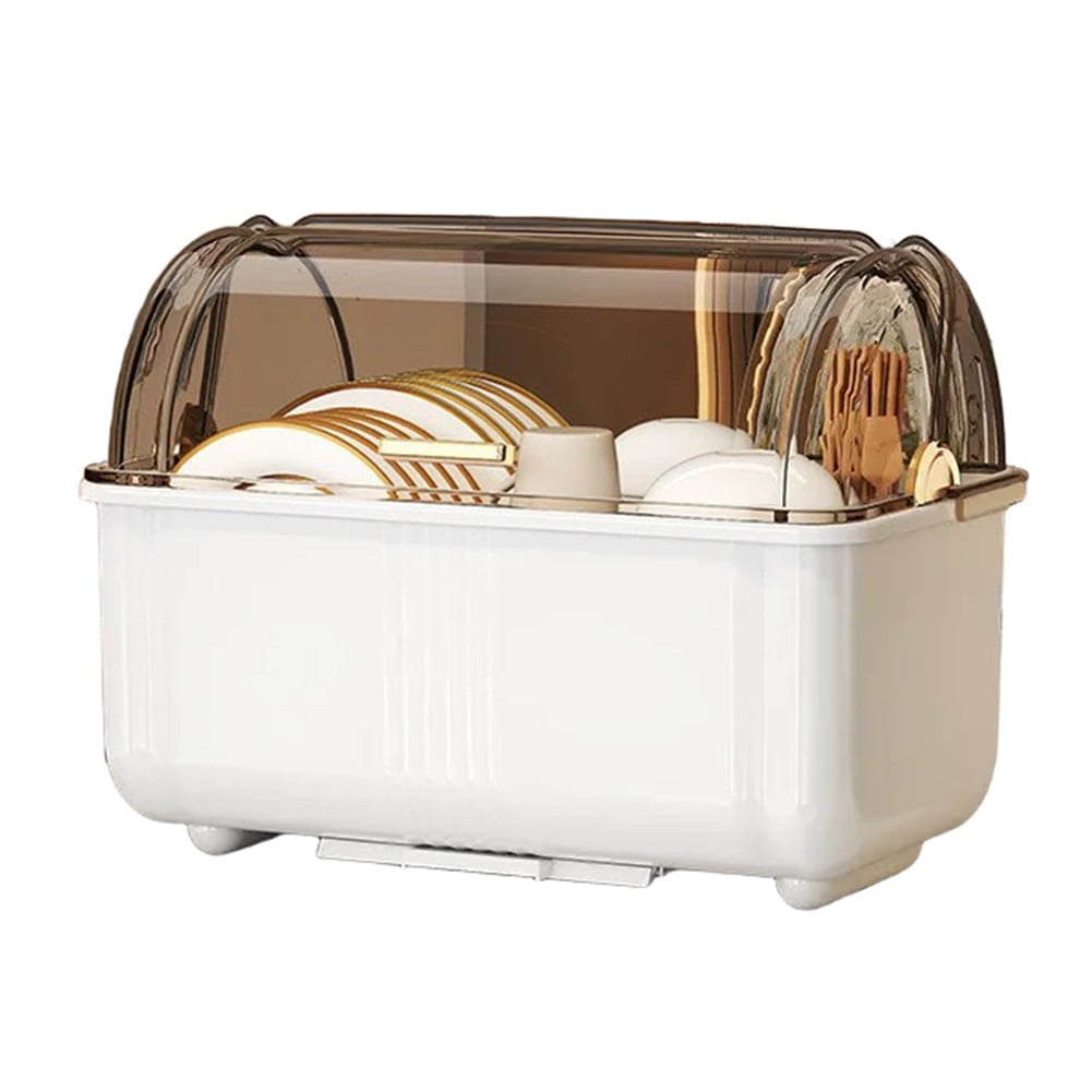 Dish Drying Rack with Dust Cover and Removable Drain Tray for Kitchen ...