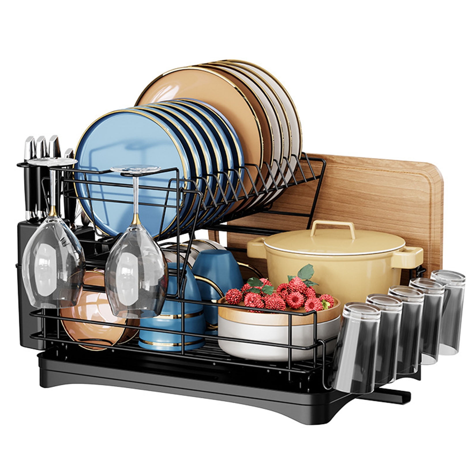Dish Drying Racks for Kitchen Counter,Stainless Steel 2-Tier Dish Racks ...