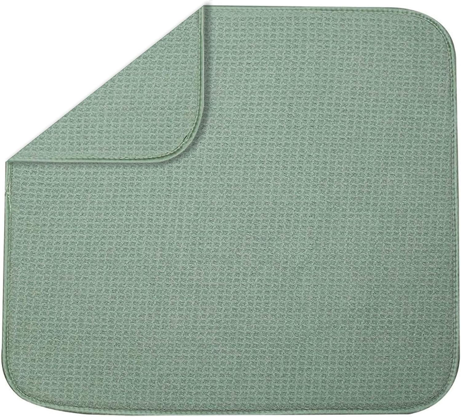 Dish Mat Absorbent, Reversible, Microfiber,Dish Drying Mat for Kitchen ...