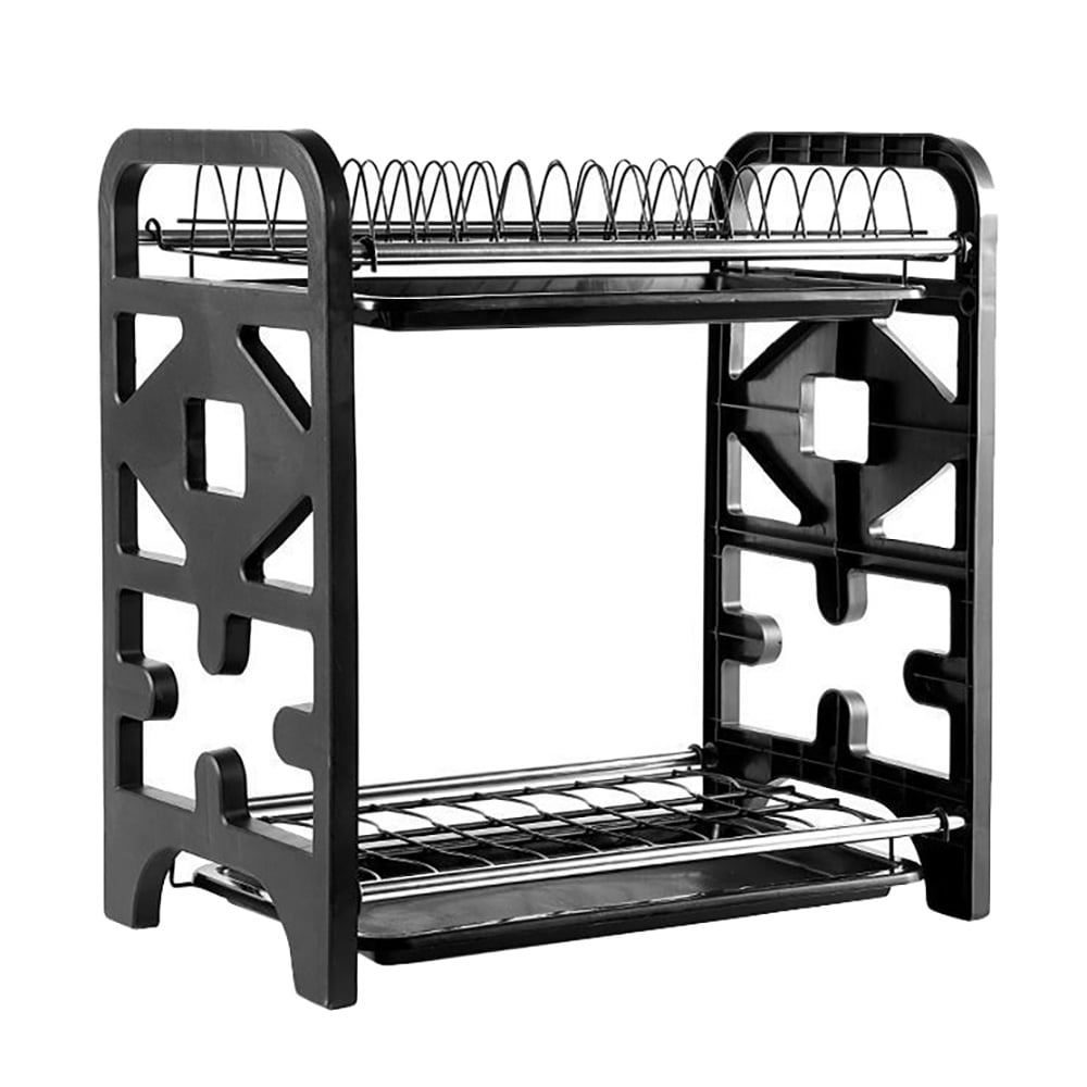 Dish Rack 2 Tier Kitchen Dish Drying Rack Drainer Bowl Tableware Plate ...