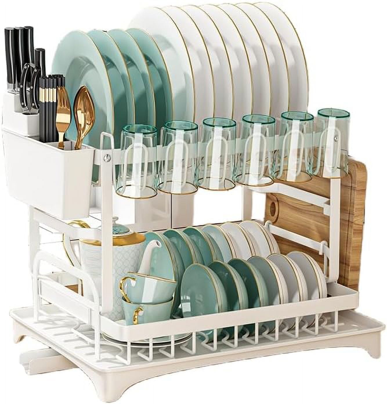 Dish Rack for Kitchen Counter, 2 Tier Dish Rack and Dish Drainer, Dish ...