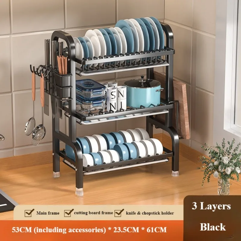 Dish Rack Multi Layer Kitchen Drainboard Set Organizer Large Rust-Proof ...