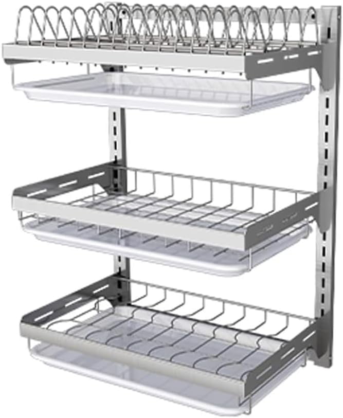 Dish Rack Wall Mounted,Hanging Dish Drying Rack,3 Tier Stainless Steel ...