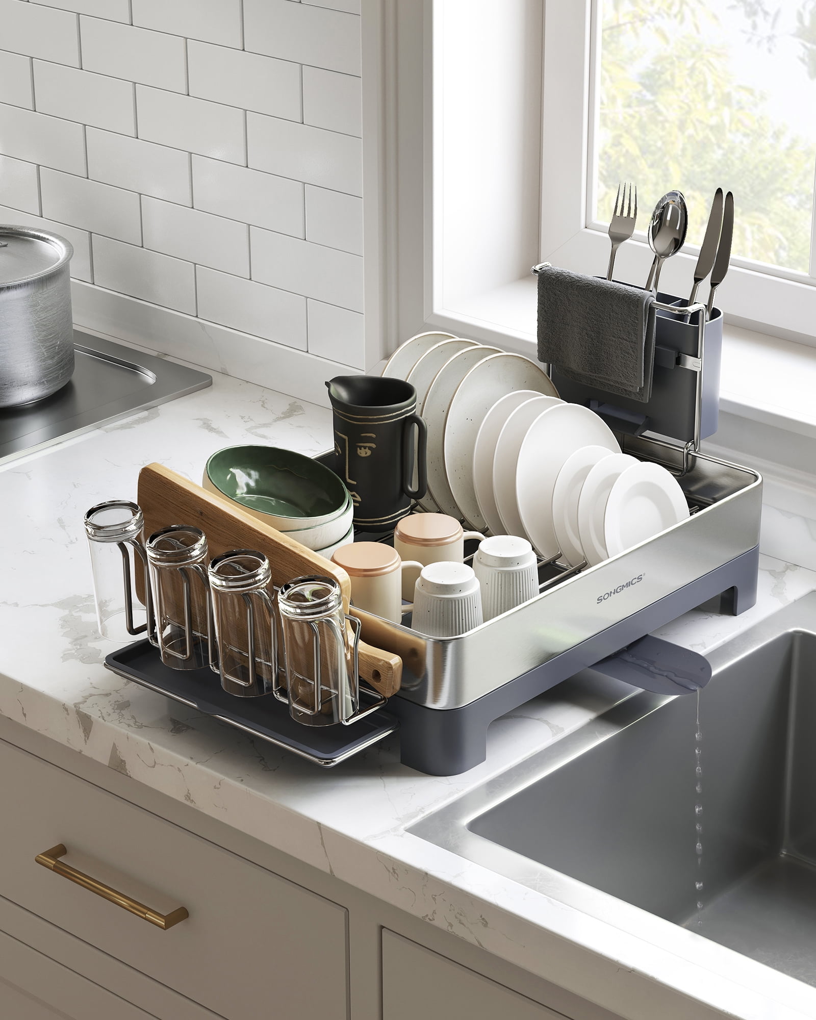 Dish Racks Dish Drying Rack for Kitchen Counter Dish Drainers Silver ...