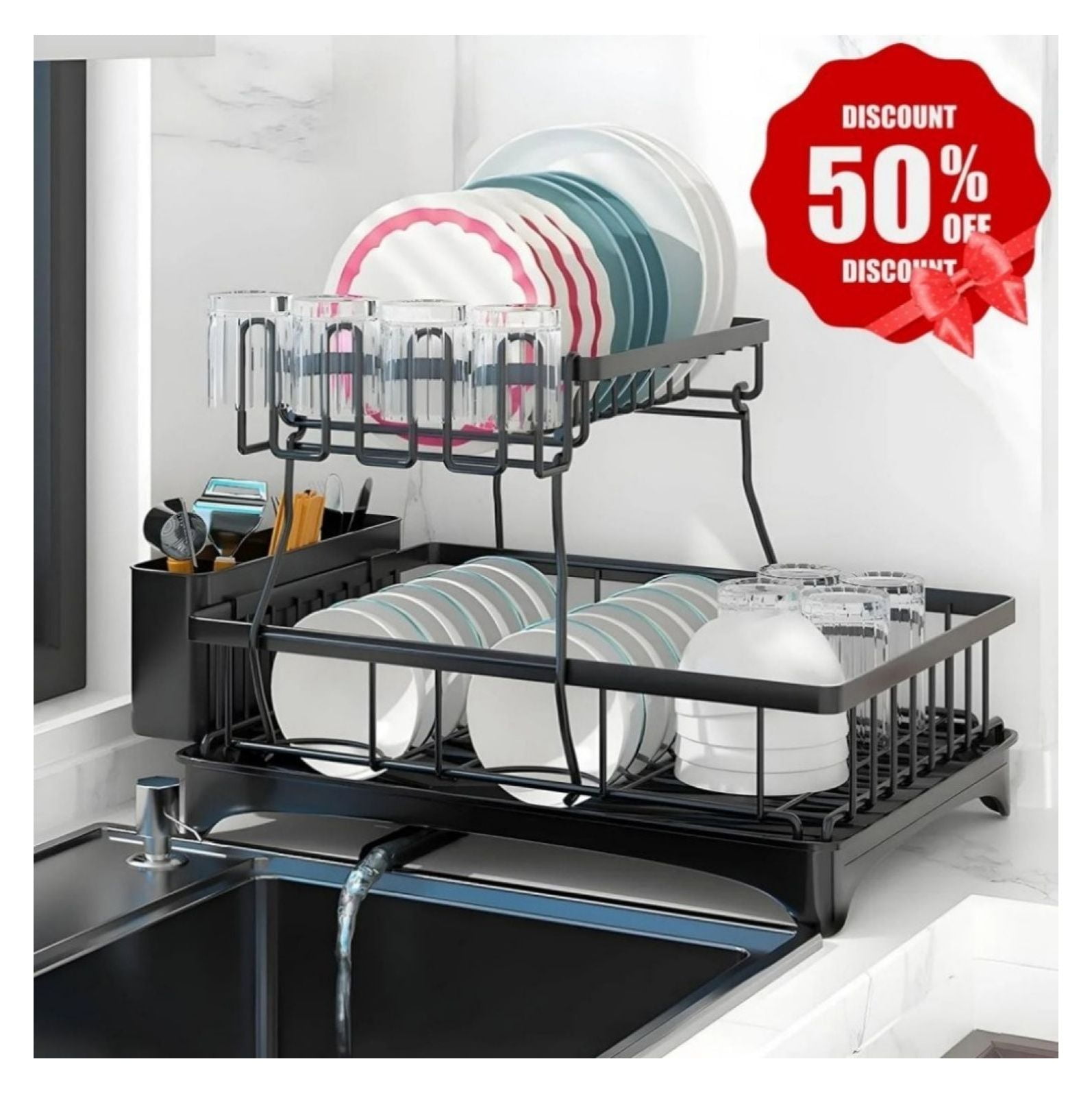 Dish Racks for Kitchen Counter, Stainless Steel Kitchen Dish Drying ...