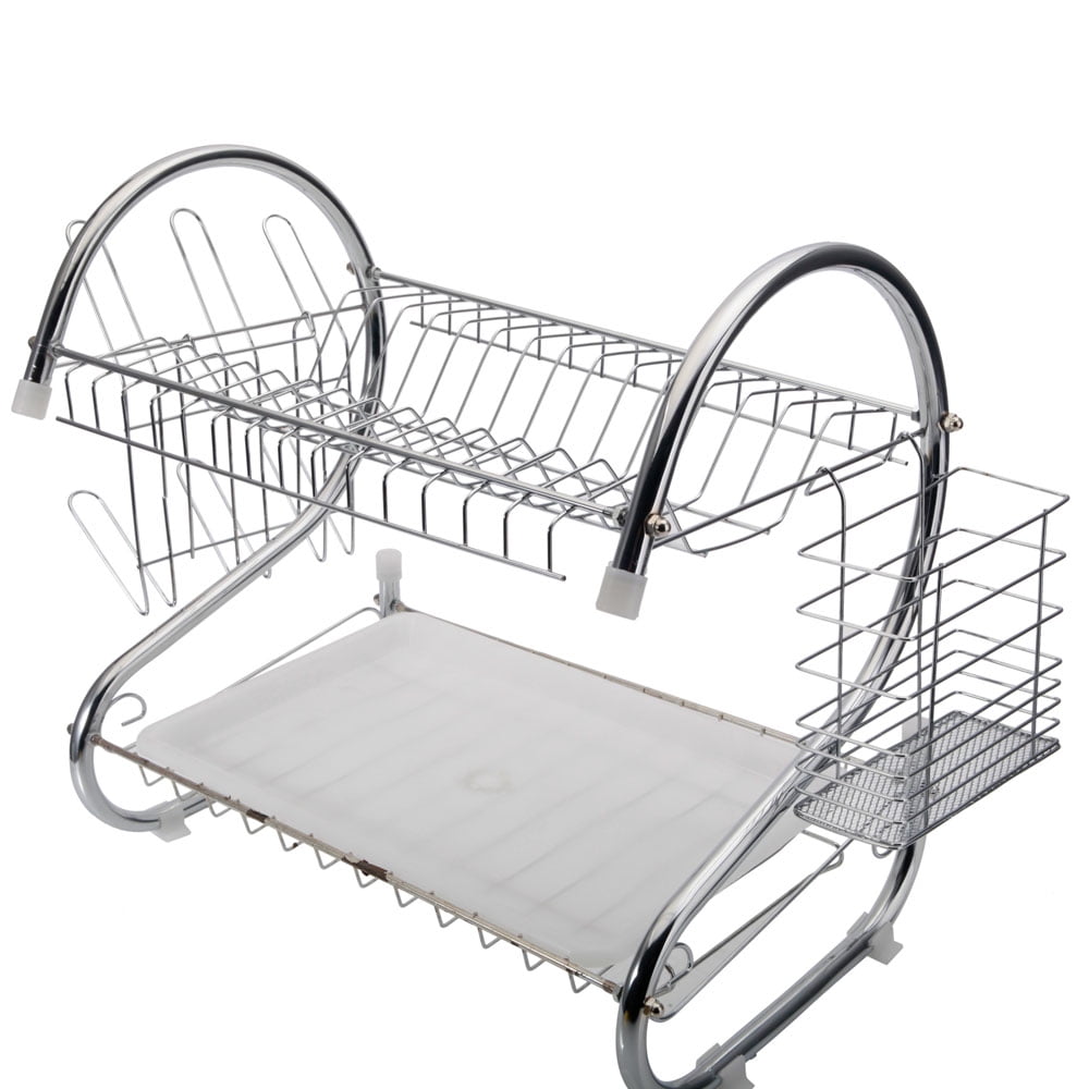 Dish Racks for Kitchen, Silver Multifunctional S-shaped Dual Layers ...