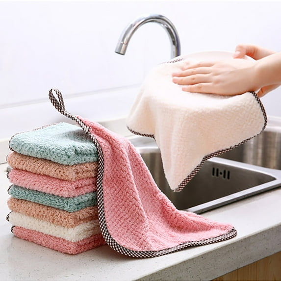 Dish Soap,10PCS Kitchen Cleaning Rags Can Be Hung Coral Velvet Rags ...