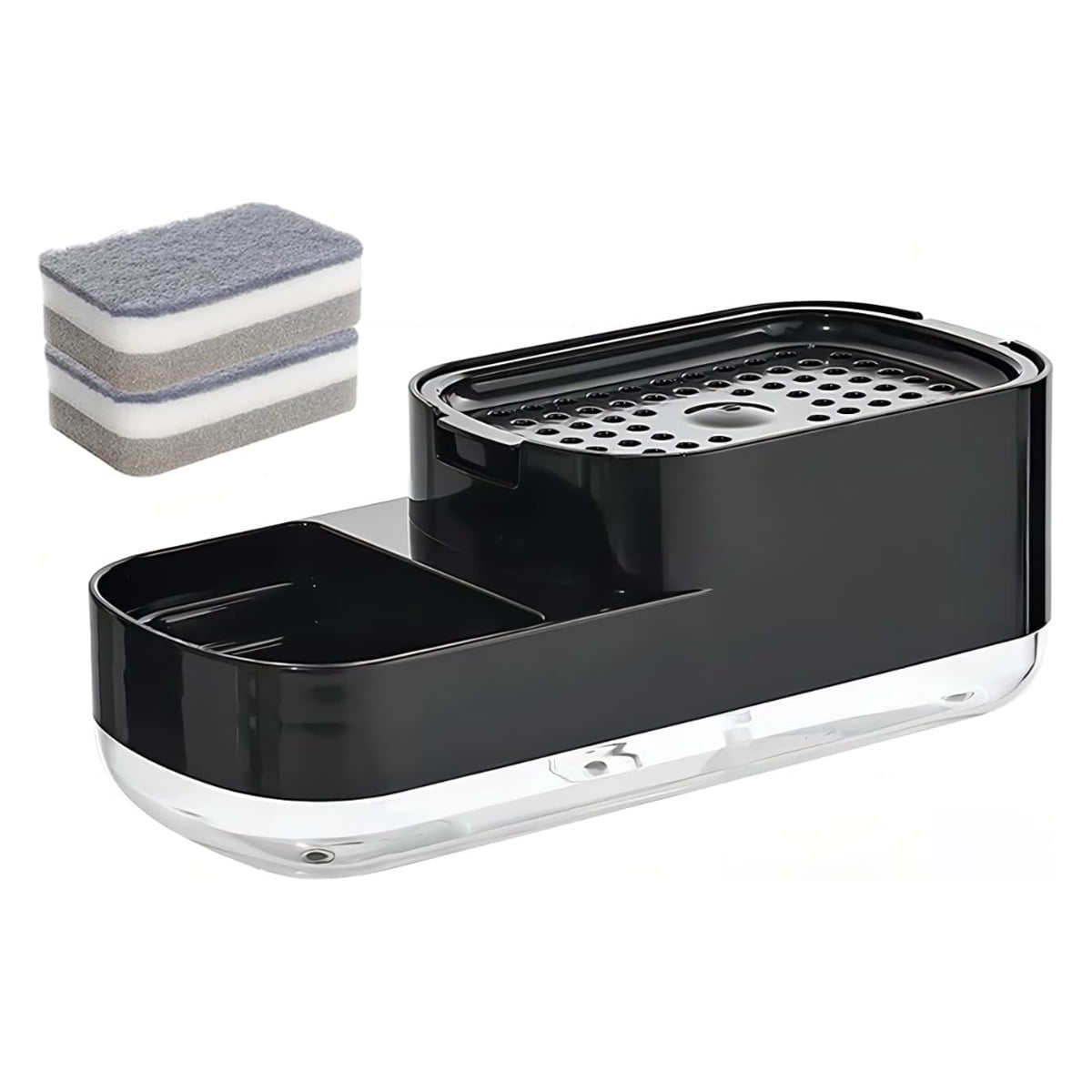 Dish Soap Dispenser With Sponge Holder For Kitchen Sink,2-N-1 Multi ...