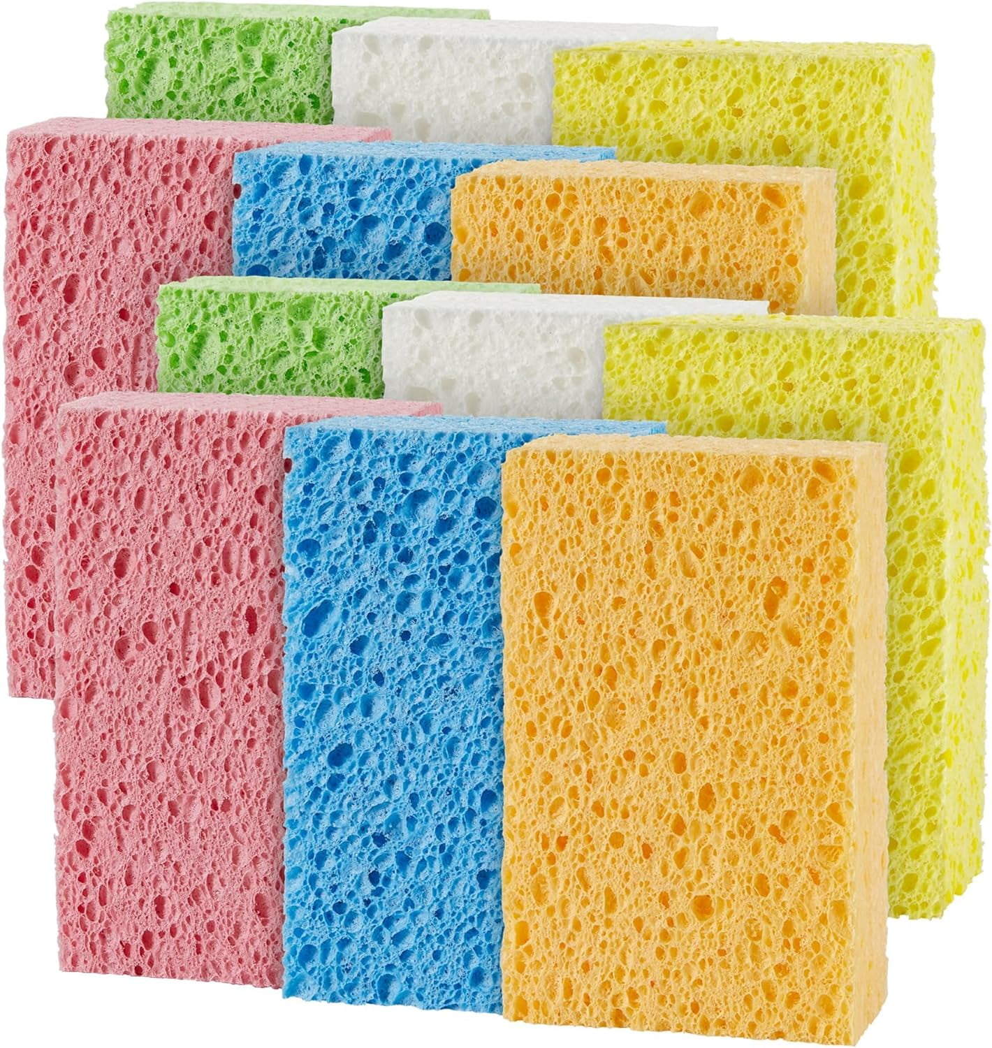 Dish Sponge Scrubber, Cellulose Sponges Kitchen for Non-Scratch Washing ...