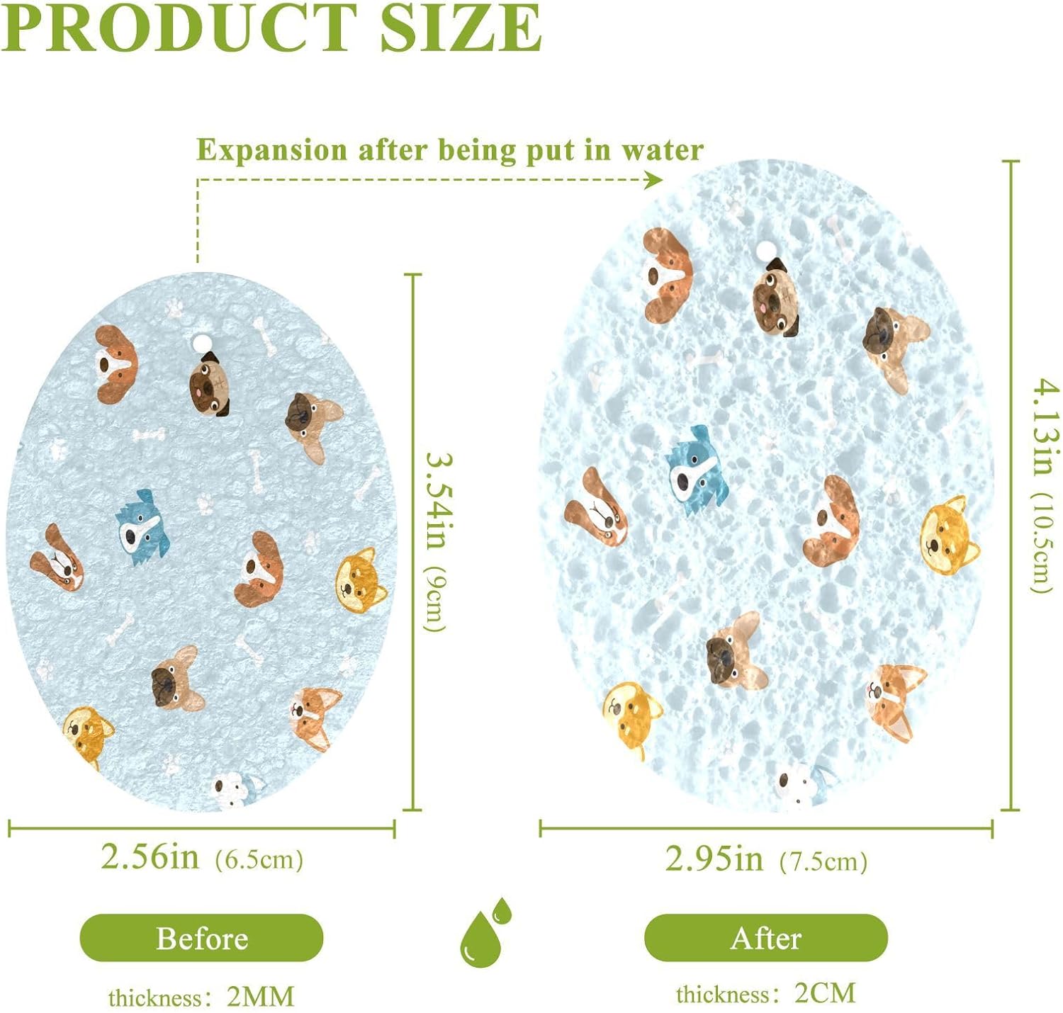 Dish Sponges Kitchen Dog Face Head Scrub Sponge Footprint Bone Non ...