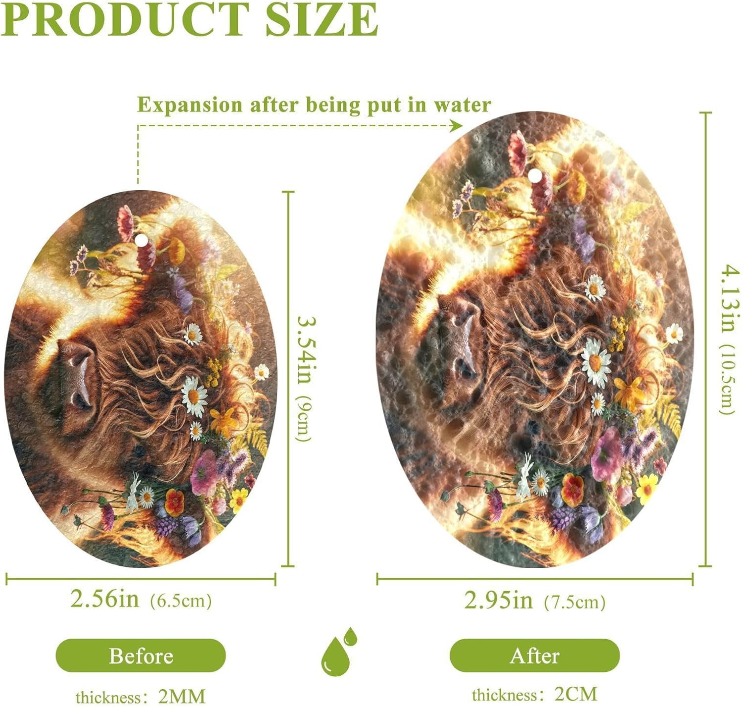 Dish Sponges Kitchen Highland Cow Wildflowers Scrub Sponge Sunshine Non ...