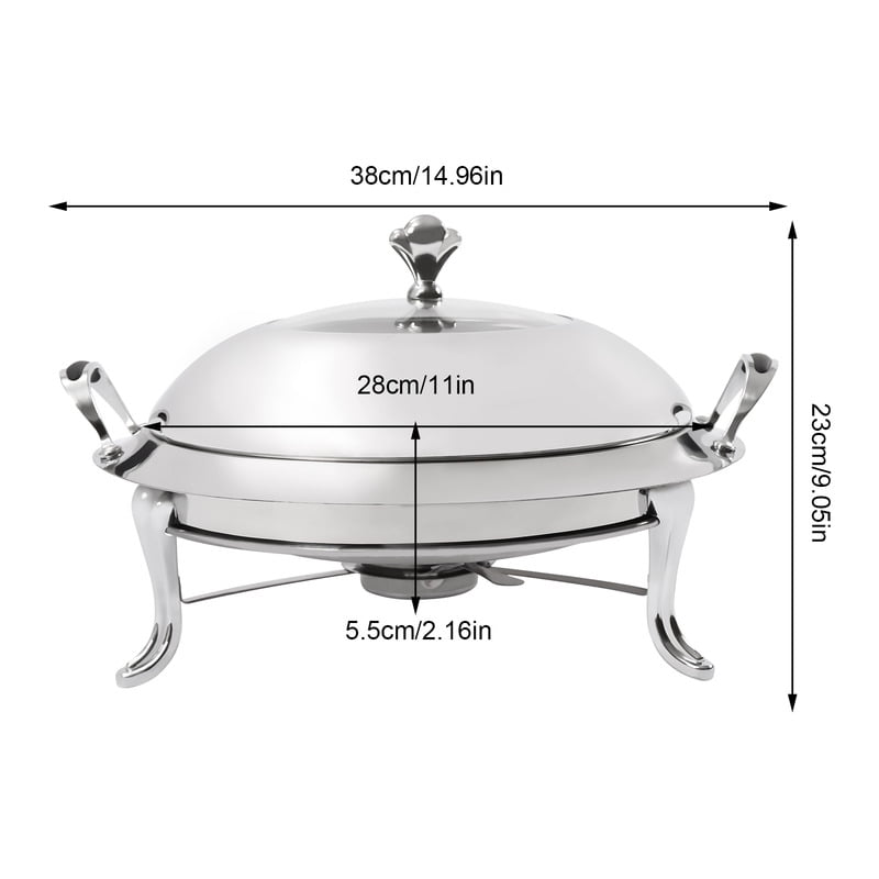 Dish Stainless Steel Cooking Round Buffet Warmer Tray Durable Frame ...