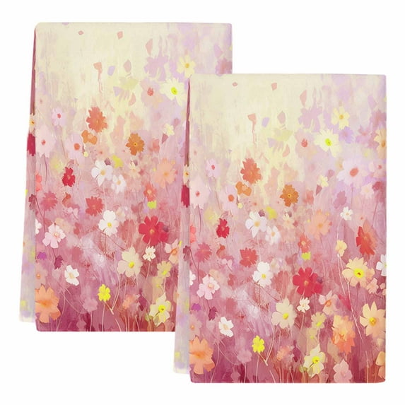 Dish Towels, Abstract Plant Absorbent Kitchen Towels 2 PCS, Pink Daisy ...