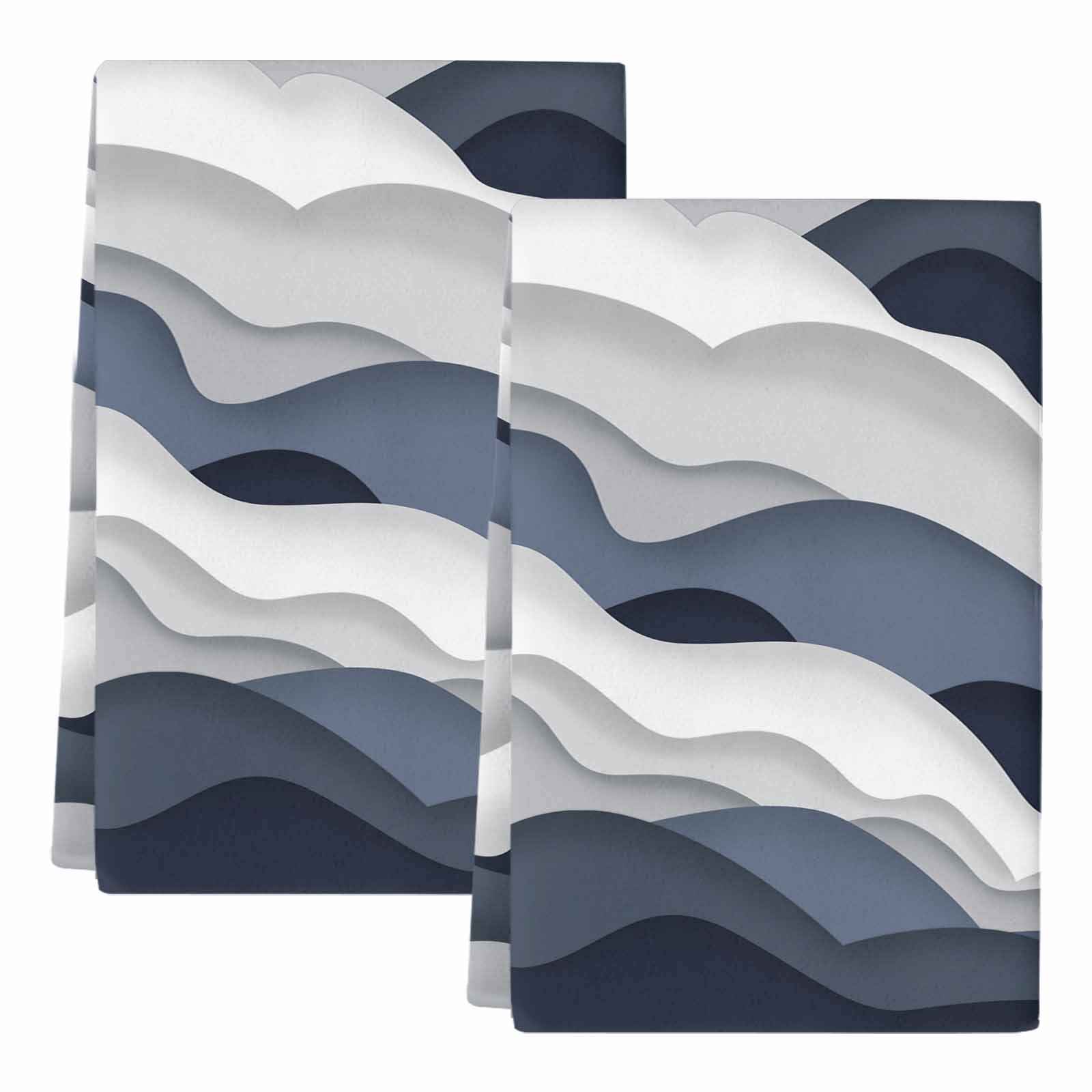Dish Towels, Abstract Sea Wave Absorbent Kitchen Towels 2 PCS, Dark ...