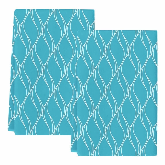 Dish Towels, Abstract Wave Lines Absorbent Kitchen Towels 2 PCS, Blue ...