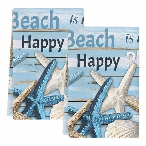 Dish Towels, The Beach Is My Happy Place Absorbent Kitchen Towels 2 PCS ...