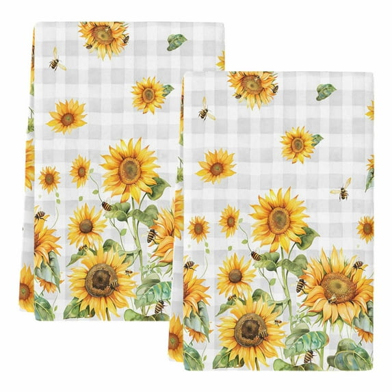 Dish Towels, Bee Sunflower Absorbent Kitchen Towels 2 PCS, Farm Grey ...
