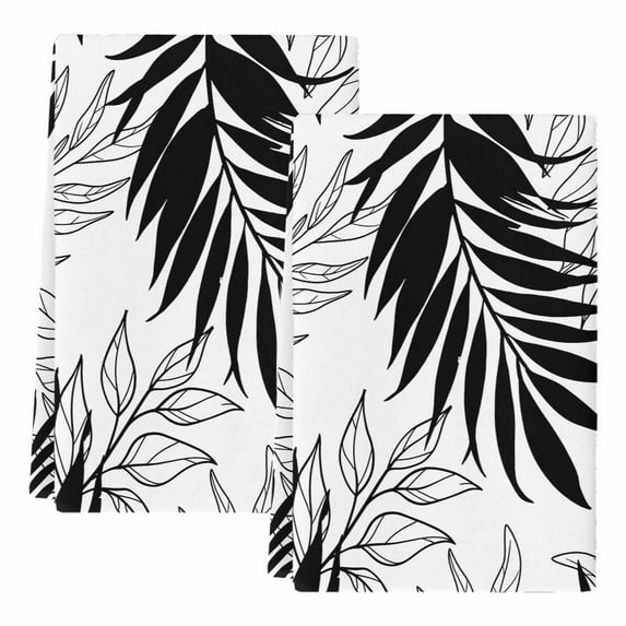 Dish Towels, Black Leaves Branch Absorbent Kitchen Towels 2 PCS, Leaf ...