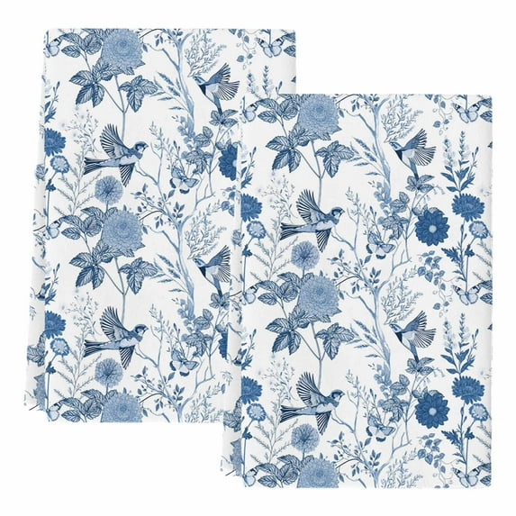 Dish Towels, Blue Bird Floral Absorbent Kitchen Towels 2 PCS, Butterfly ...