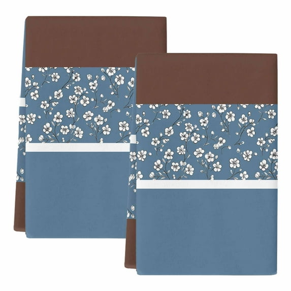 Dish Towels, Blue Brown Floral Absorbent Kitchen Towels 2 PCS ...