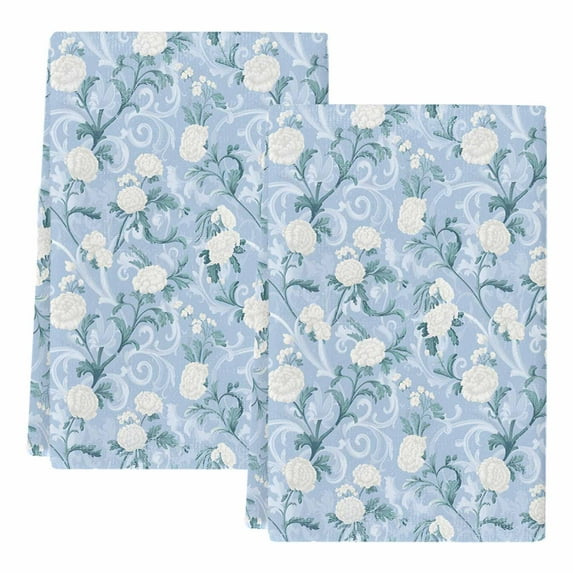 Dish Towels, Blue Floral Absorbent Kitchen Towels 2 PCS, Retro ...