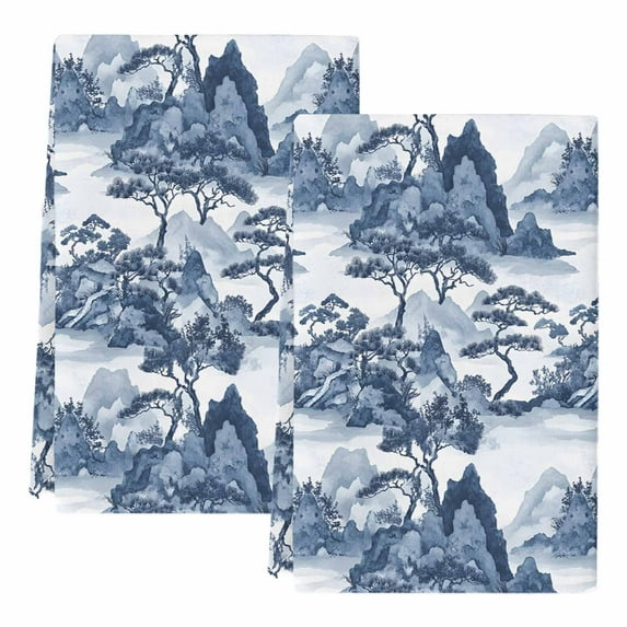 Dish Towels, Blue Garden Landscape Absorbent Kitchen Towels 2 PCS ...