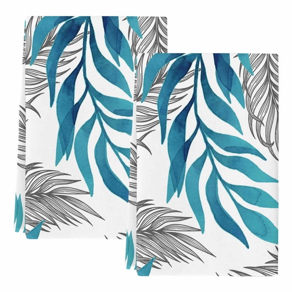 Dish Towels, Blue Leaves Absorbent Kitchen Towels 2 PCS, Leaf Branches ...