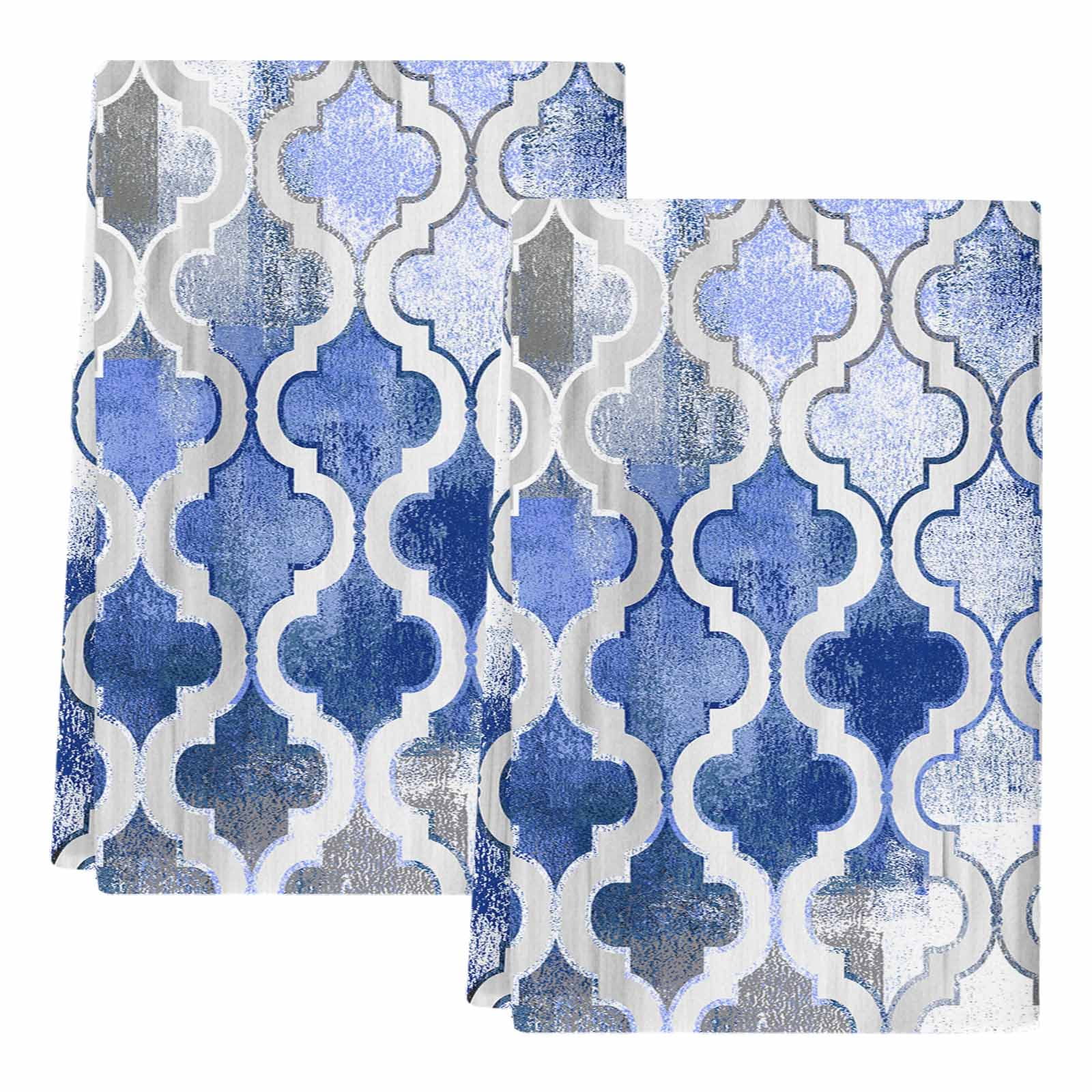 Dish Towels, Blue Morocco Pattern Absorbent Kitchen Towels 2 PCS ...