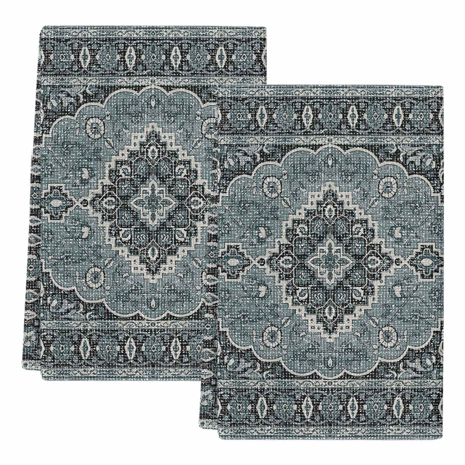 Dish Towels, Boho Flower Absorbent Kitchen Towels 2 PCS, Blue Bohemia ...