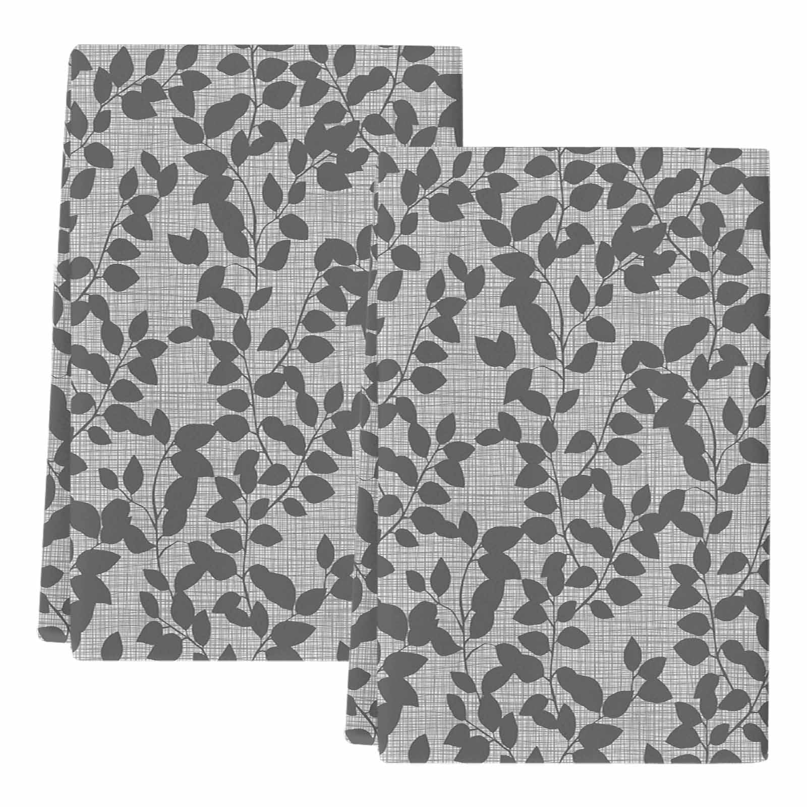 Dish Towels, Branch Leaves Absorbent Kitchen Towels 2 PCS, Plant Grey ...