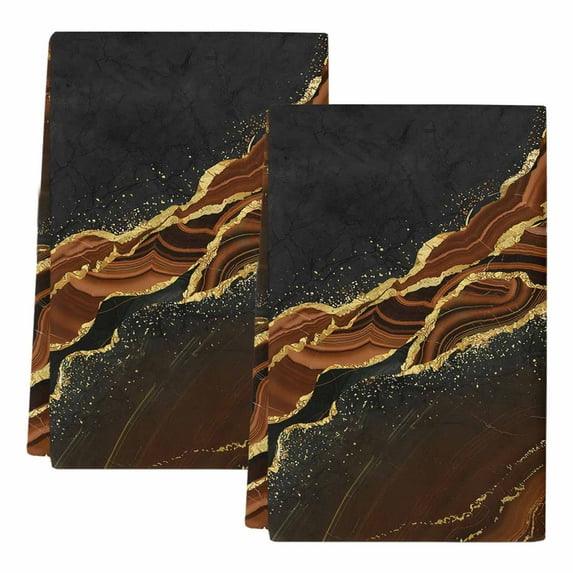Dish Towels, Brown Abstract Marble Absorbent Kitchen Towels 2 PCS ...