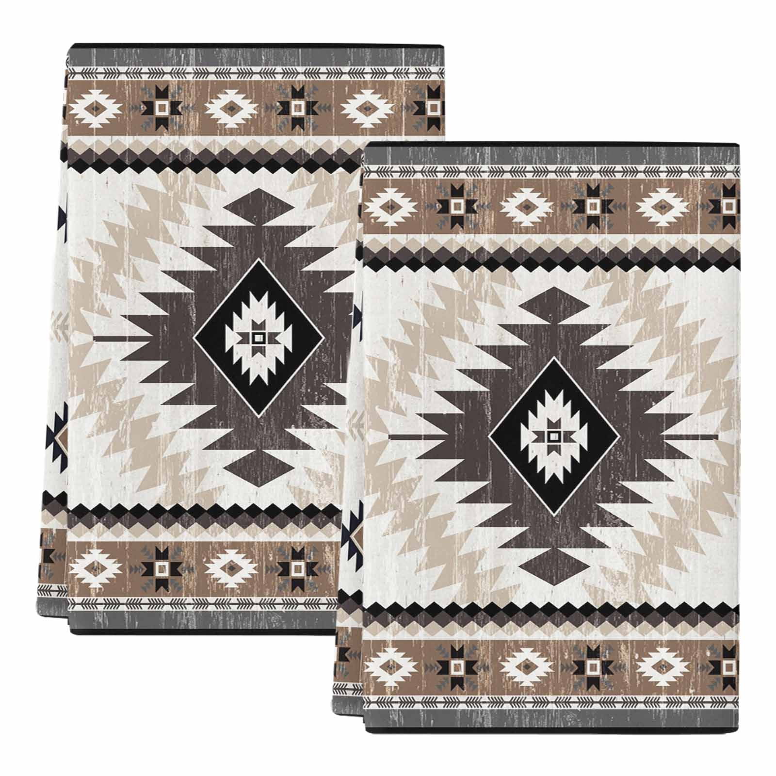 Dish Towels, Brown Bohemian Absorbent Kitchen Towels 2 PCS, Aztec Boho ...