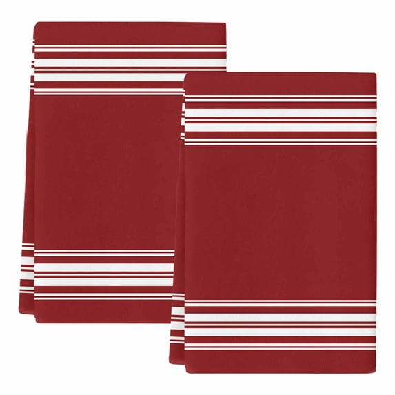 Dish Towels, Burgundy Red Stripe Absorbent Kitchen Towels 2 PCS, French ...