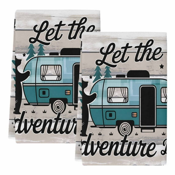 Dish Towels, Camper Van Bear Absorbent Kitchen Towels 2 PCS, Let The ...