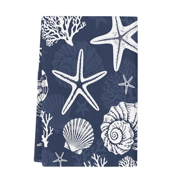Dish Towels, Coastal Starfish Shell Conch Absorbent Kitchen Towels 1 PC ...