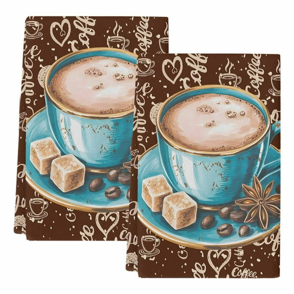Dish Towels, Coffee Cup Beans Absorbent Kitchen Towels 2 PCS, Sugar ...