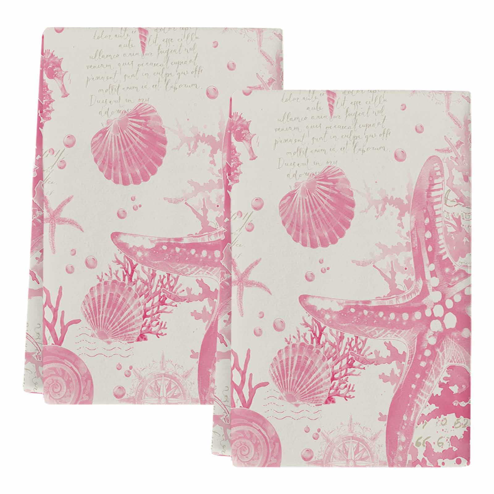 Dish Towels, Conch Starfish Absorbent Kitchen Towels 2 PCS, Pink Shell ...