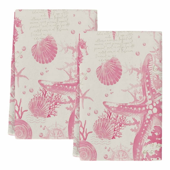 Dish Towels, Conch Starfish Absorbent Kitchen Towels 2 PCS, Pink Shell ...