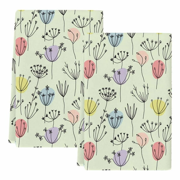 Dish Towels, Dandelion Absorbent Kitchen Towels 2 PCS, Colorful Spring ...