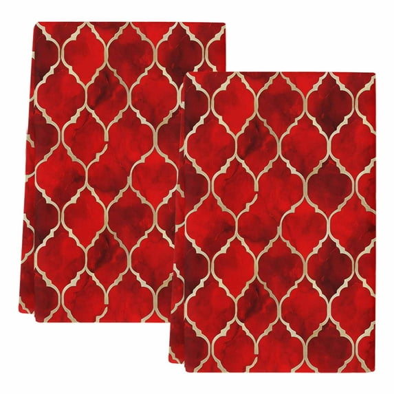 Dish Towels, Deep Red Marble Absorbent Kitchen Towels 2 PCS, Lattice ...