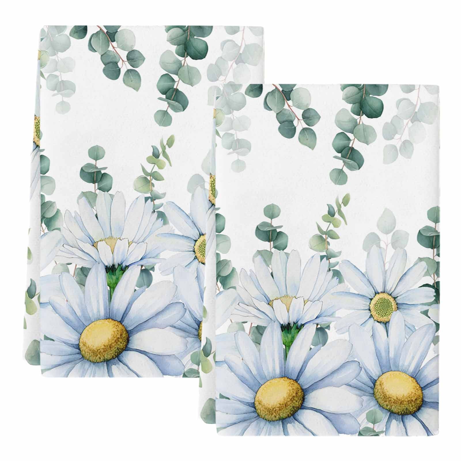 Dish Towels, Eucalyptus Leaves Absorbent Kitchen Towels 2 PCS ...