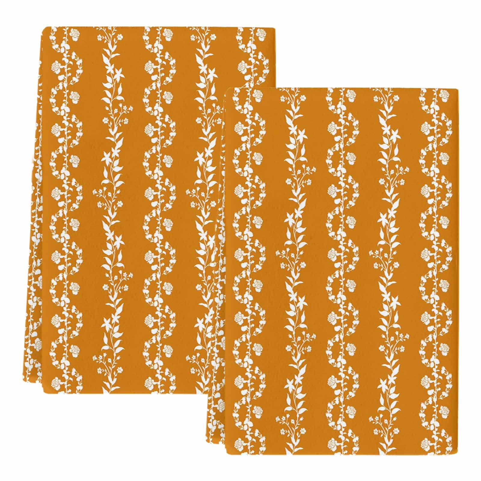 Dish Towels, Floral Leaves Stripes Absorbent Kitchen Towels 2 PCS ...