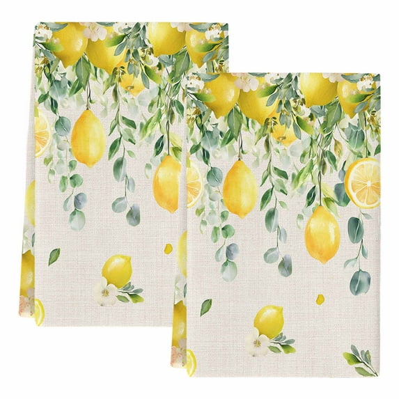 Dish Towels, Floral Lemon Absorbent Kitchen Towels 2 PCS, Fruit ...