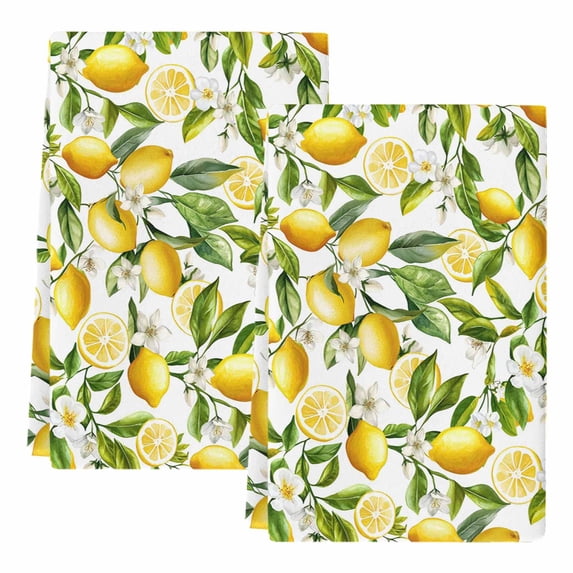 Dish Towels, Floral Lemon Absorbent Kitchen Towels 2 PCS, Summer Fruit ...