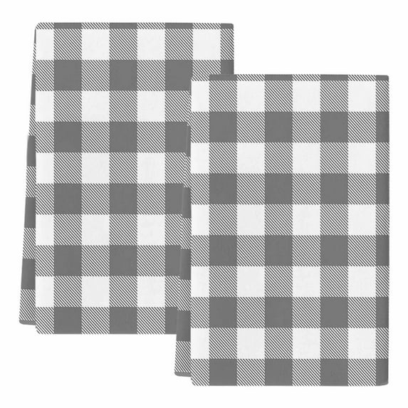 Dish Towels, Gray Buffalo Check Plaid Absorbent Kitchen Towels 2 PCS ...
