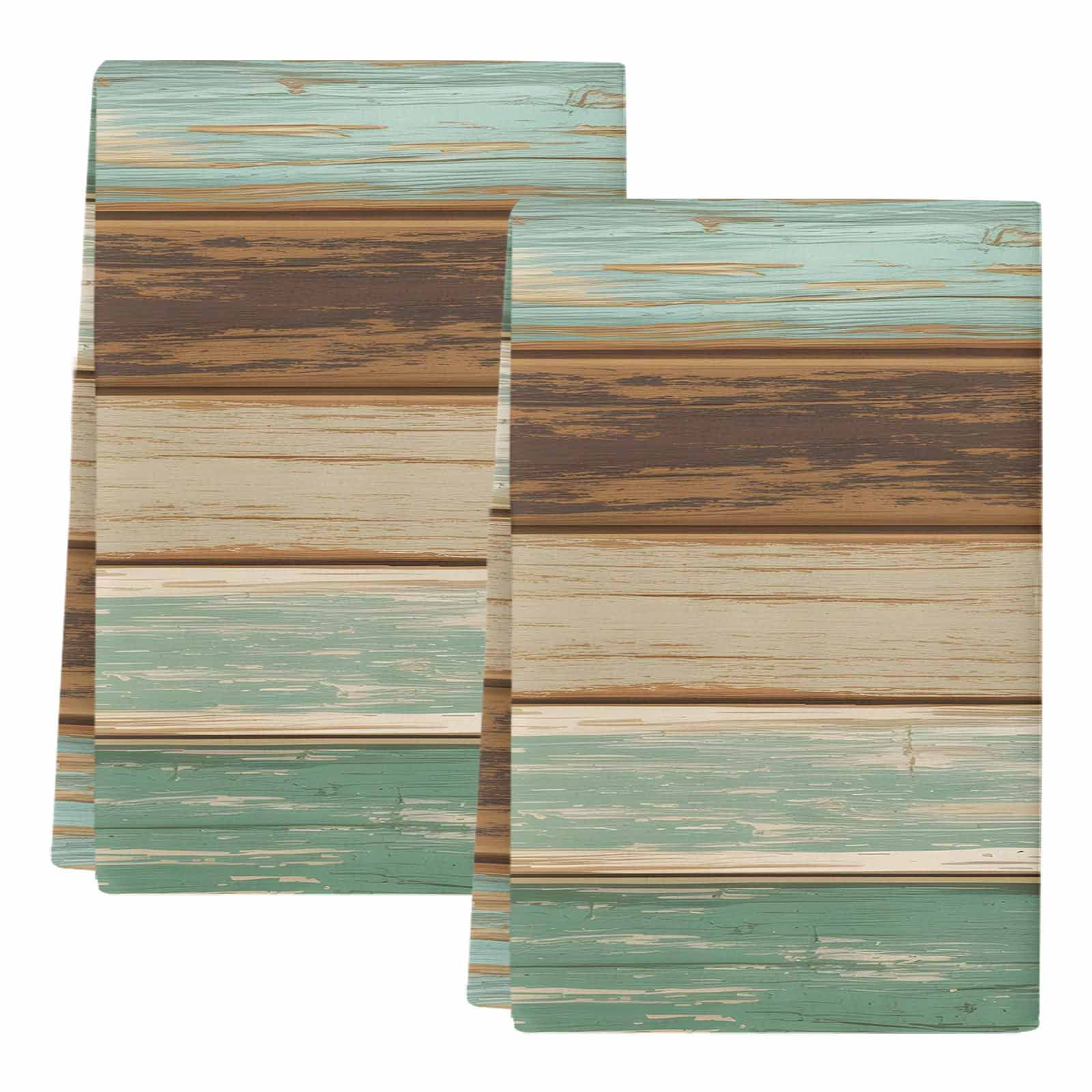 Dish Towels, Green Brown Wood Grain Absorbent Kitchen Towels 2 PCS ...