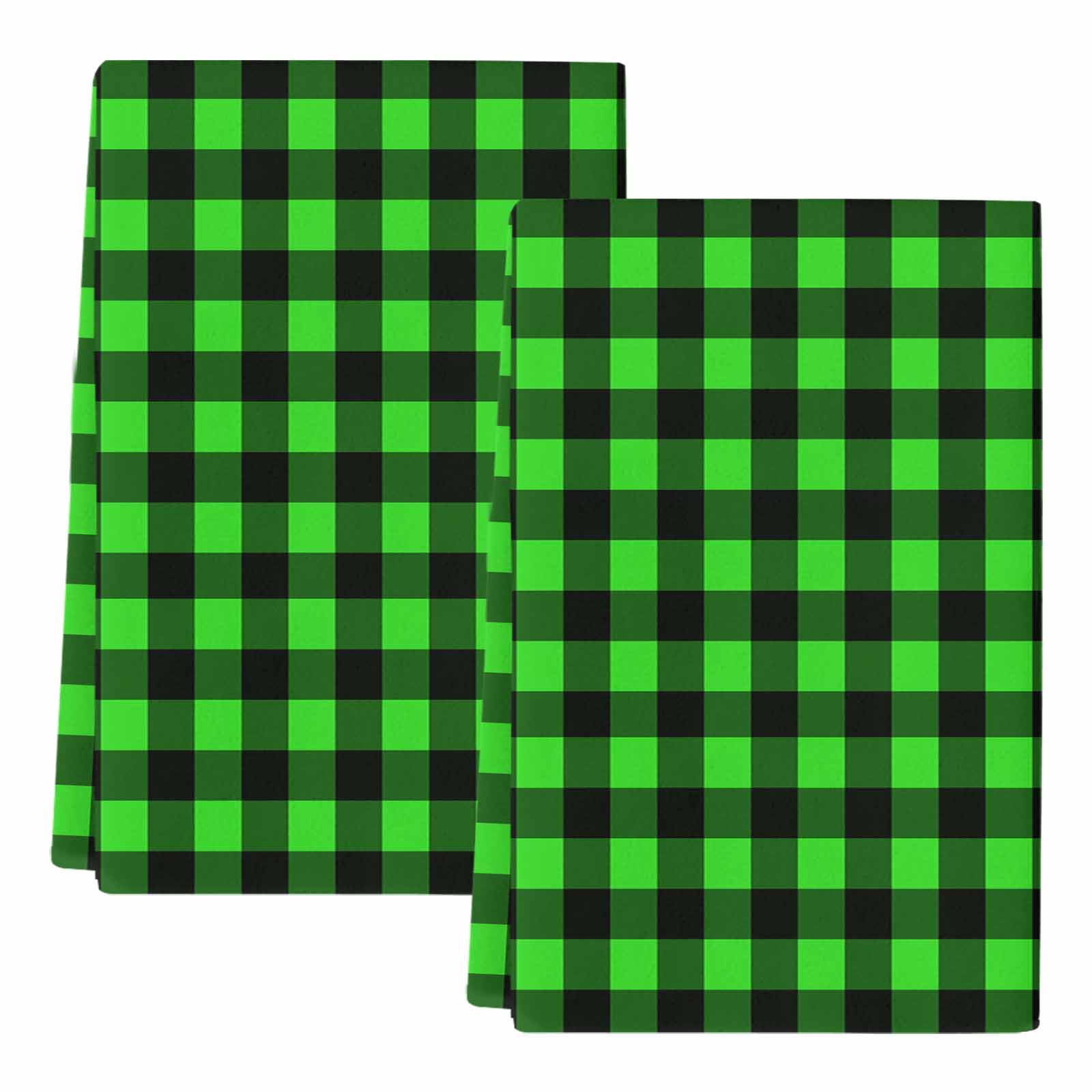 Dish Towels, Green Buffalo Plaid Absorbent Kitchen Towels 2 PCS ...