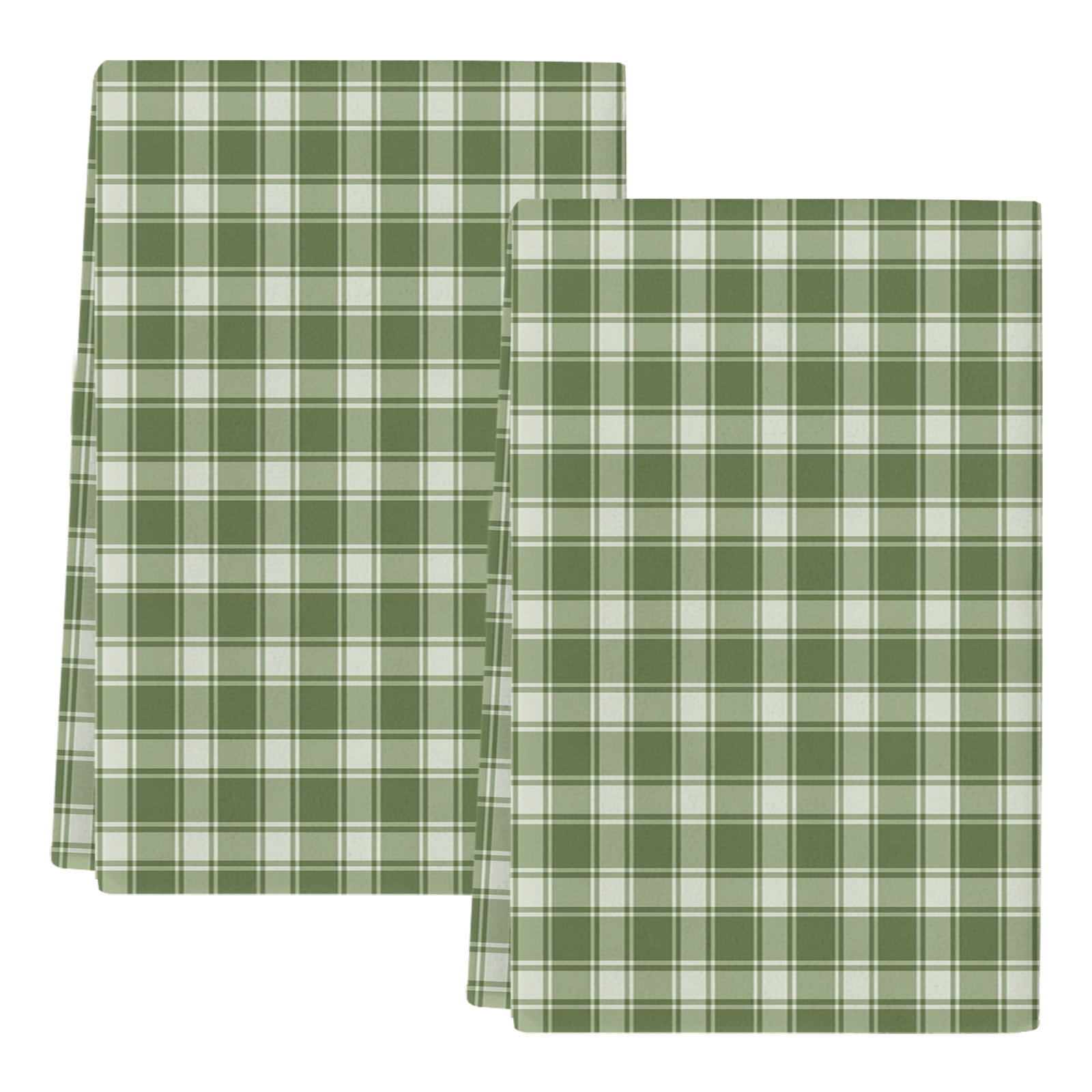 Dish Towels, Green Buffalo Plaid Absorbent Kitchen Towels 2 PCS, Weave ...