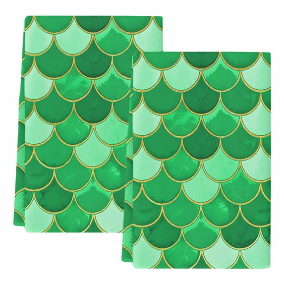 Dish Towels, Green Fish Scales Absorbent Kitchen Towels 2 PCS, Ombre ...